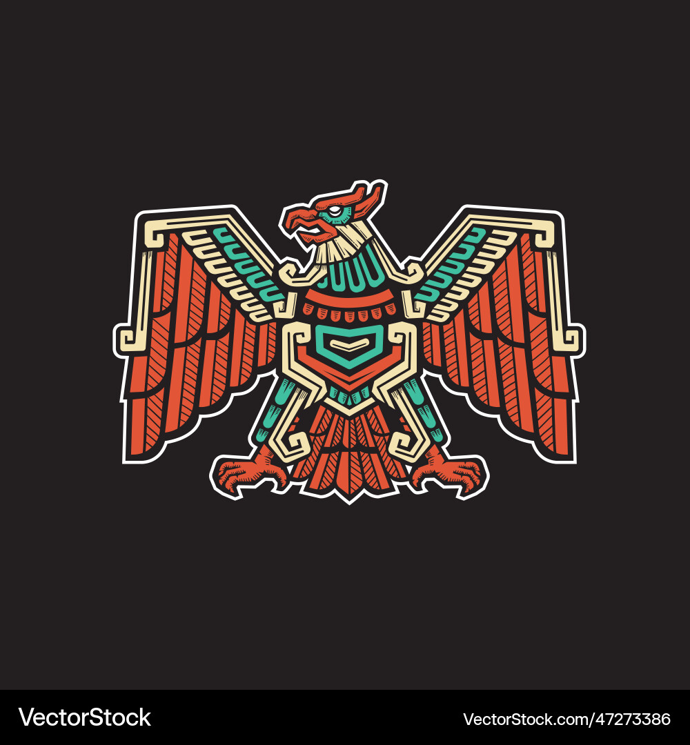 Aztec eagle hand drawn Royalty Free Vector Image