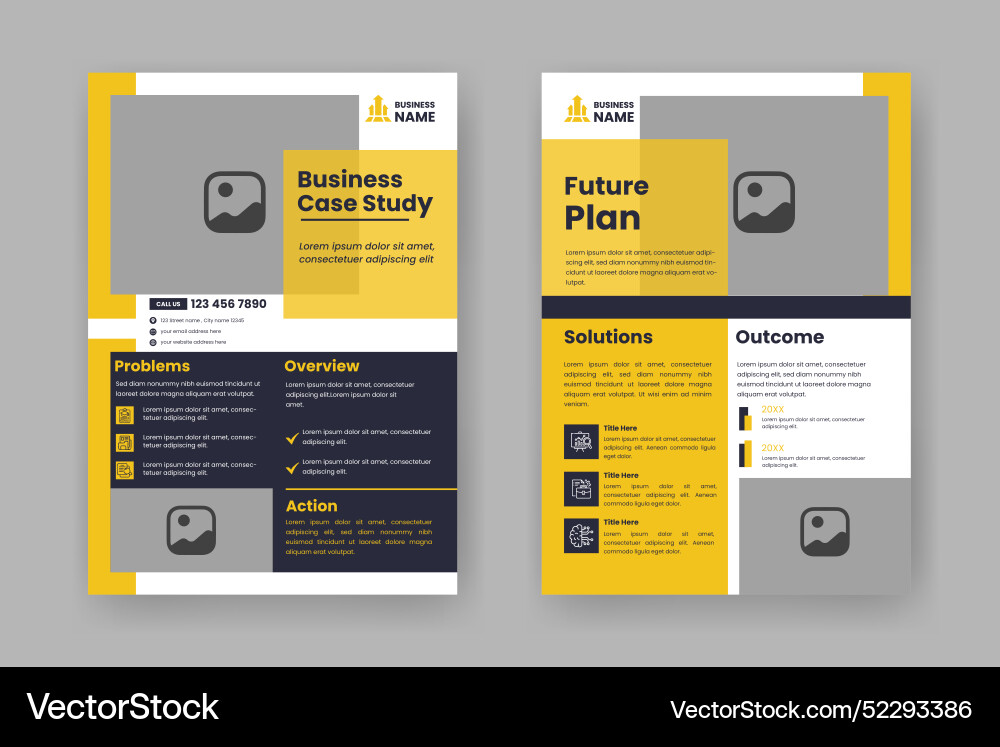 Business case study layout flyer Royalty Free Vector Image