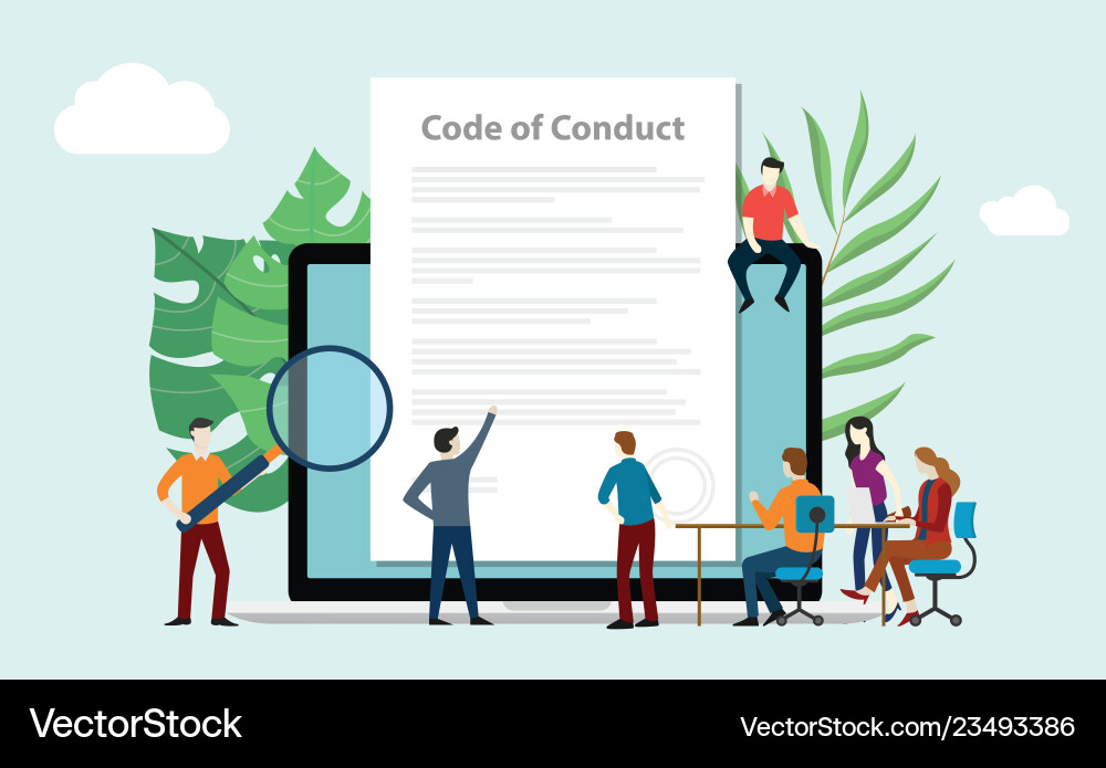 Code of conduct team people work together Vector Image