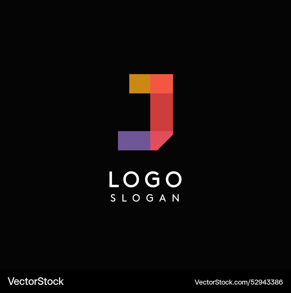 Colorful geometric letter j with overlapping Vector Image