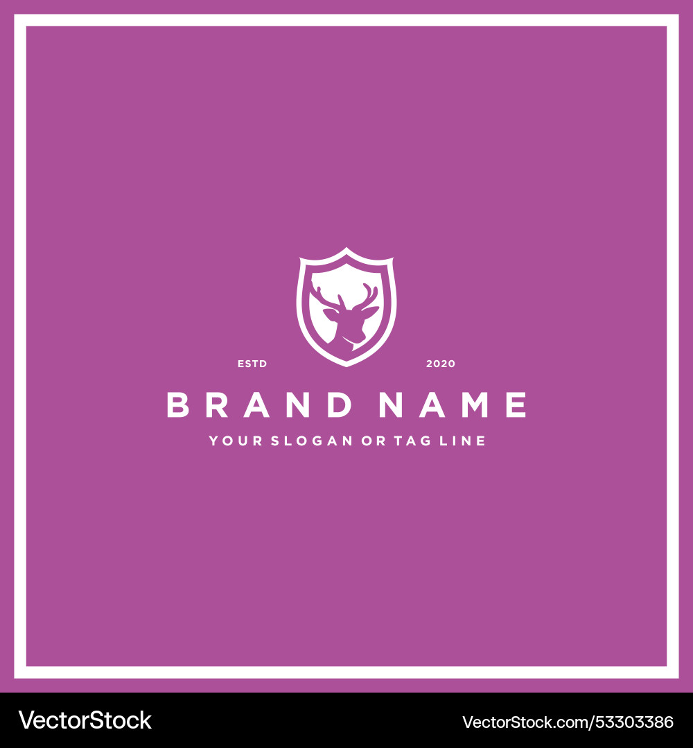 Creative deer shield logo design concept Vector Image