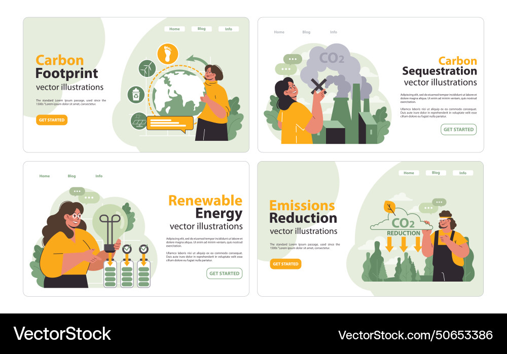 Environmental impact set flat Royalty Free Vector Image