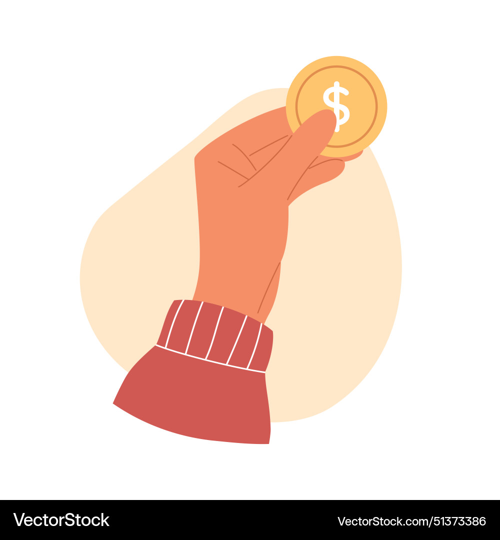 Hand with gold coin dollar sign Royalty Free Vector Image
