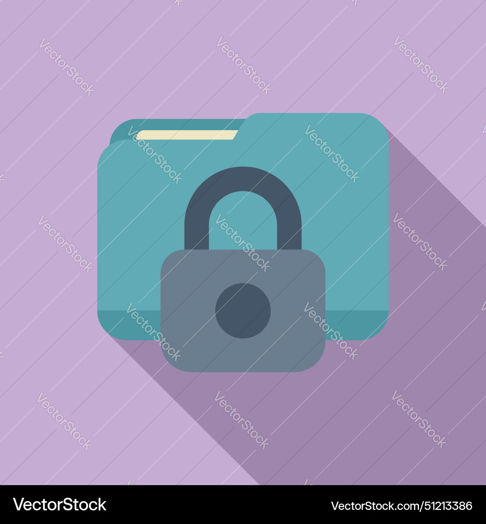 Locked data folder icon flat copyright Royalty Free Vector