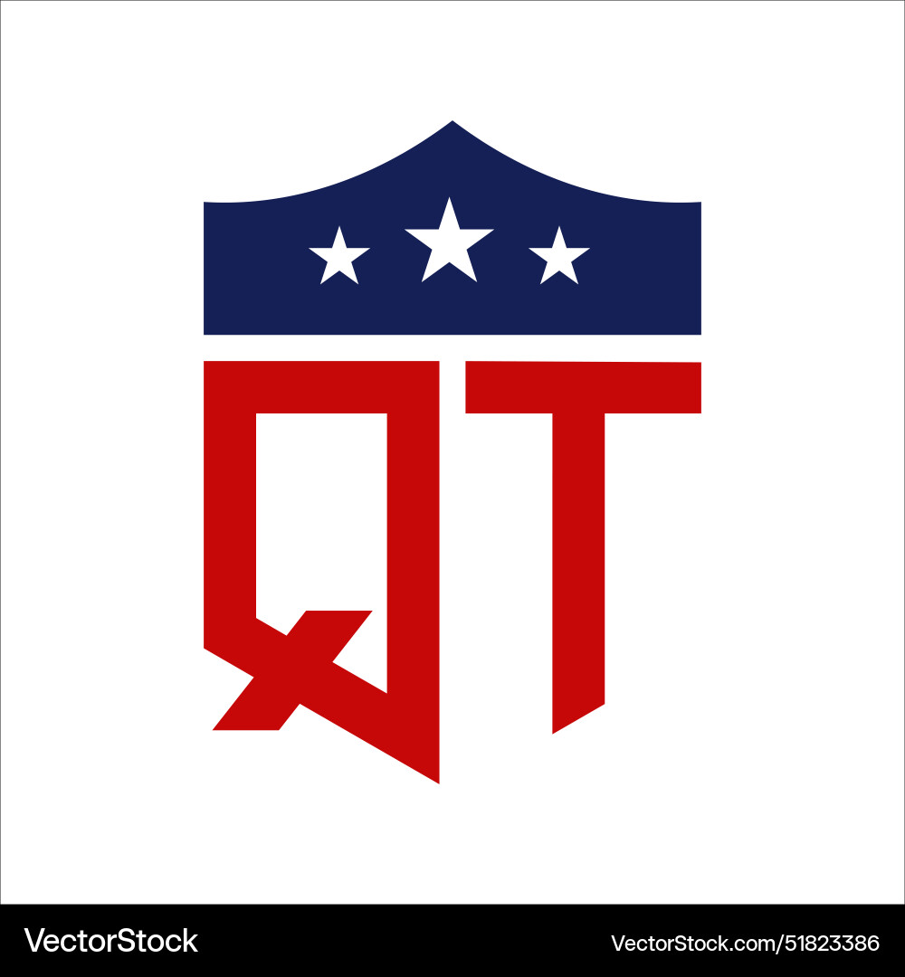 Patriotic qt logo design letter Royalty Free Vector Image