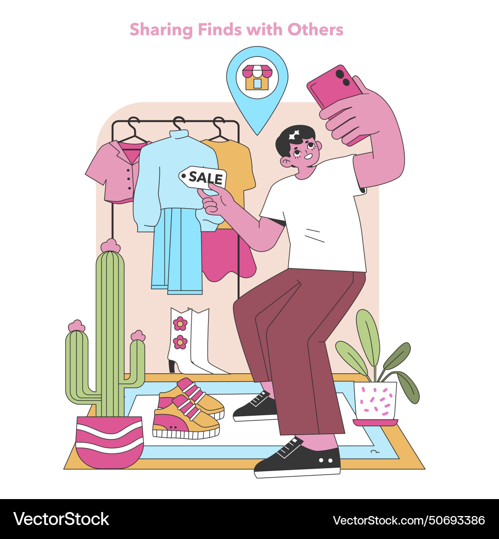Social thrifting scene community engagement Vector Image