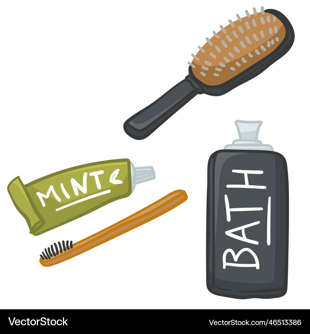 Traveling pack toothbrush and paste with comb Vector Image