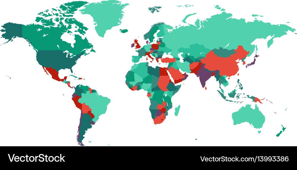 Weltkarte mit Ländergrenzen Lizenzfreies Vektorbild
