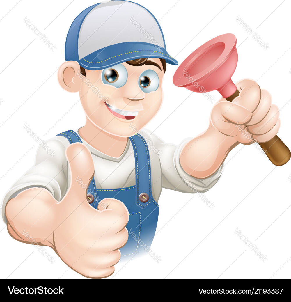Cartoon plunger man Royalty Free Vector Image - VectorStock