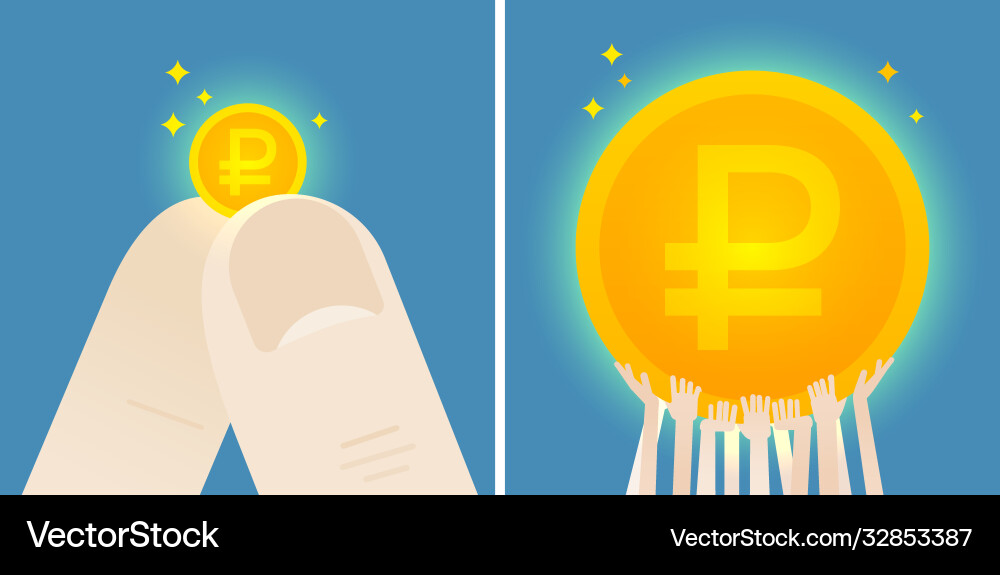 Concept with russian ruble coin Royalty Free Vector Image