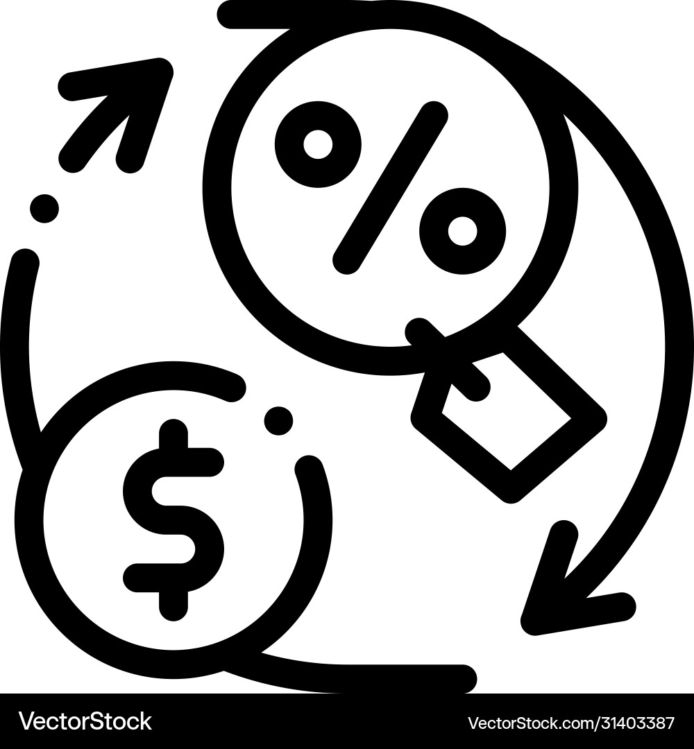 Cycle money and interest icon outline Royalty Free Vector