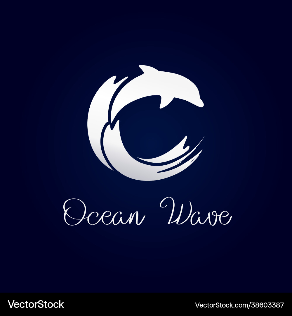 Dolphin Wave Logo - Silver Royalty Free Vector Image