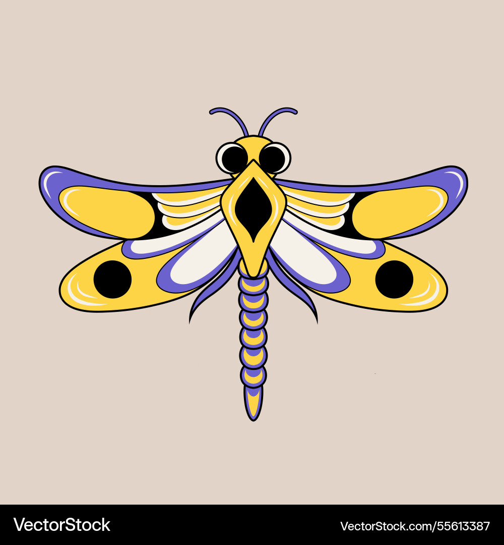 Doodle cute character dragonfly Royalty Free Vector Image