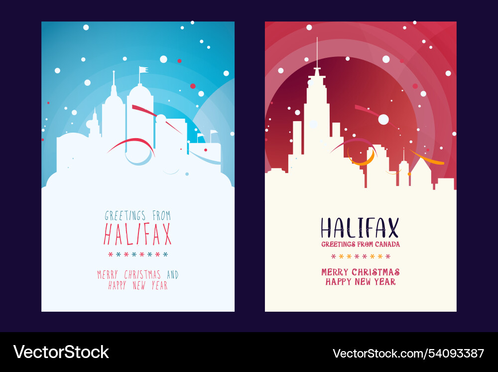 Halifax city poster with christmas skyline Vector Image
