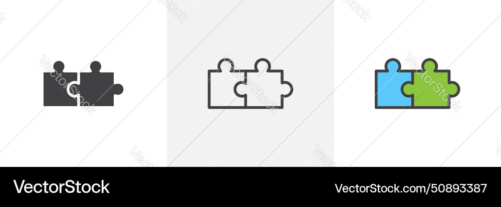 Puzzle icon set piece jigsaw match symbol Vector Image