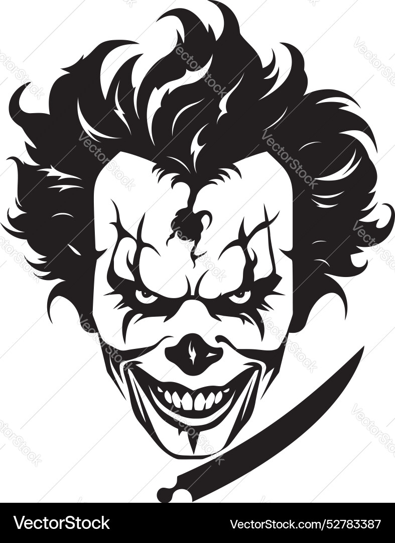 Shadowed laughter sinister clown macabre mime Vector Image