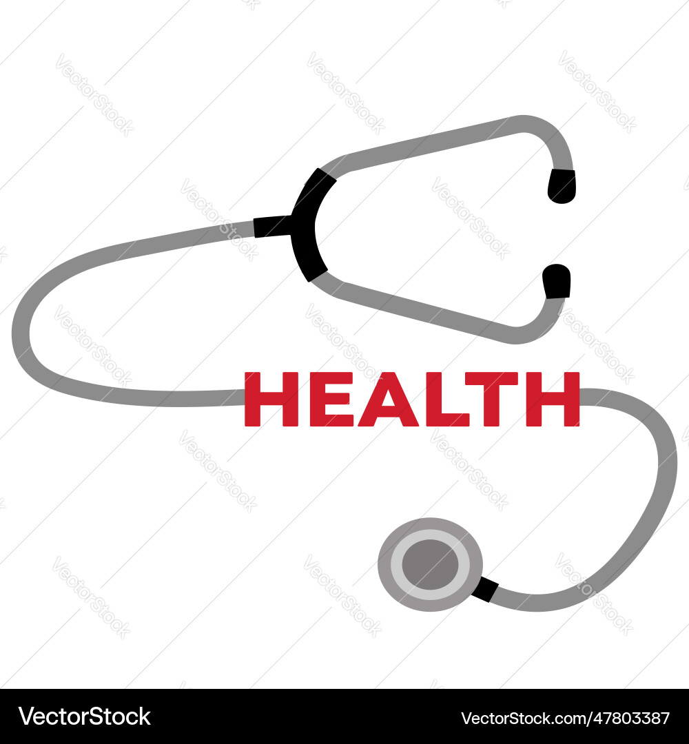 Stethoscope with health text logo Royalty Free Vector Image