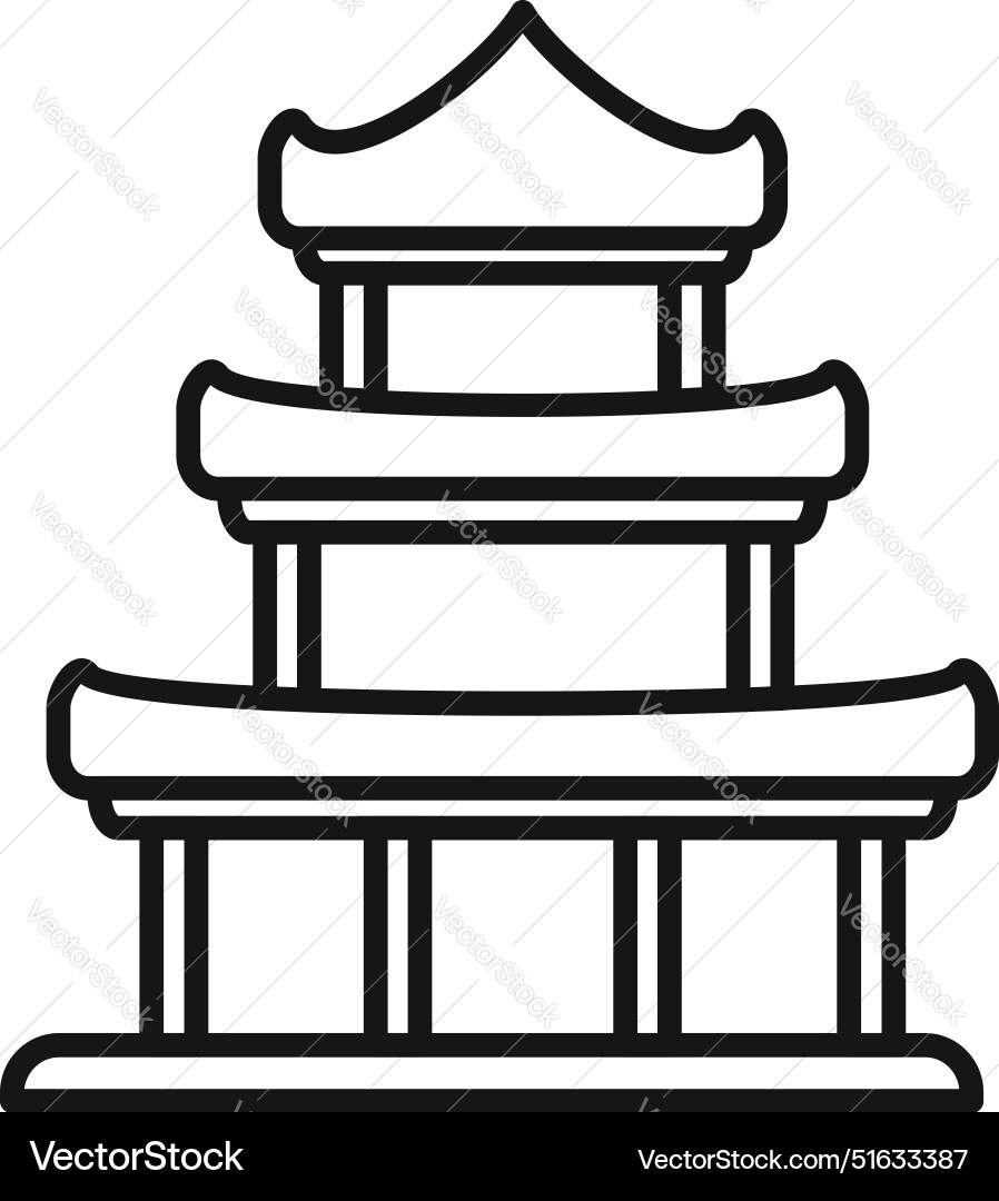 Traditional three tiered pagoda building Vector Image