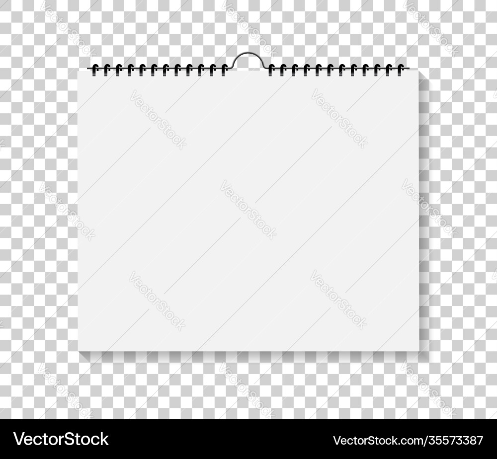 Wall calendar notepad with spiral bound mockup Vector Image