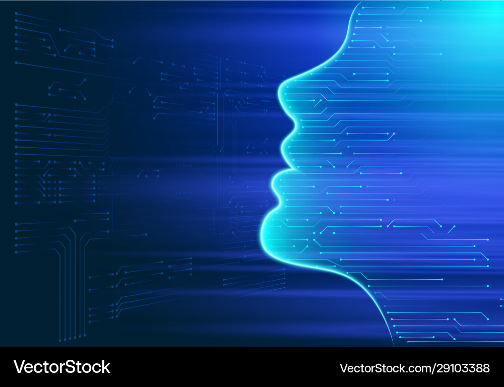 Artificial intelligence human face outline Vector Image