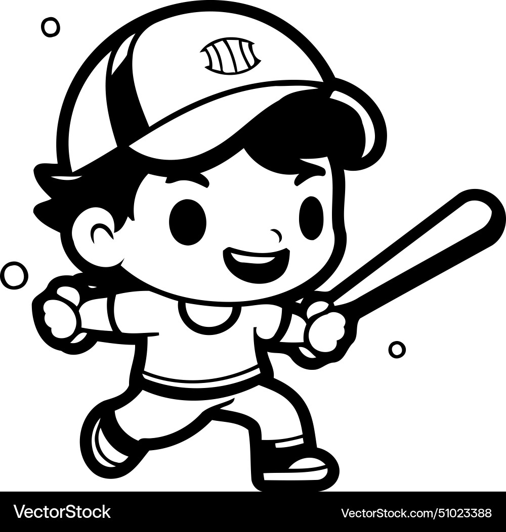 Baseball player cartoon mascot character design Vector Image