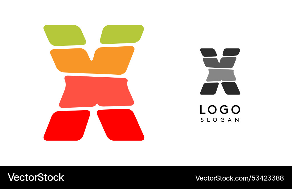 Bright colorful letter x layers blocks like Vector Image