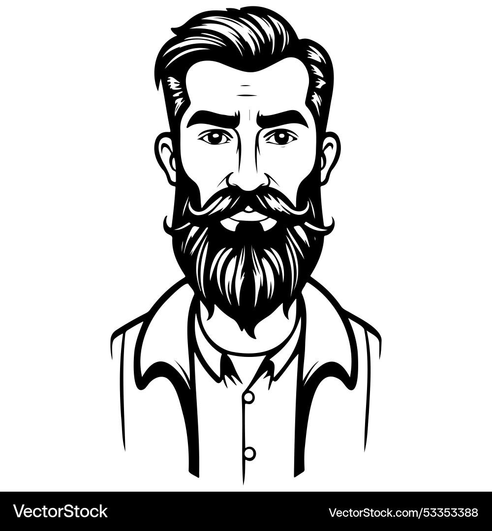 Cartoon beard hand drawn line transparent Vector Image