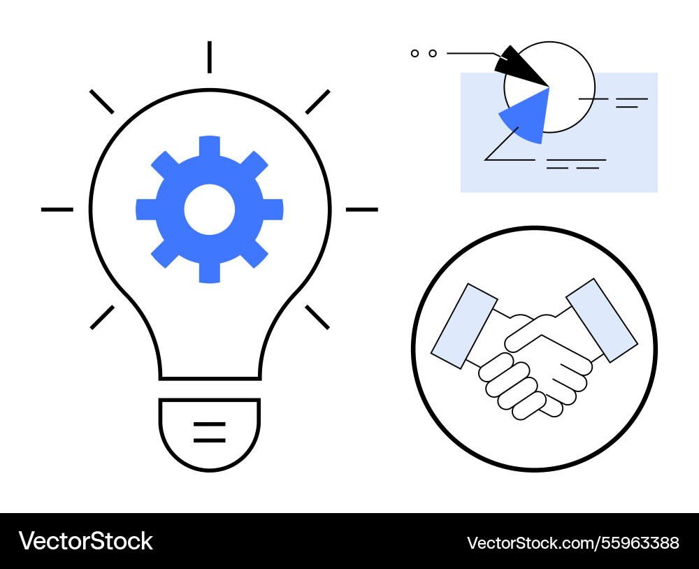 Collaborative innovation with lightbulb handshake Vector Image