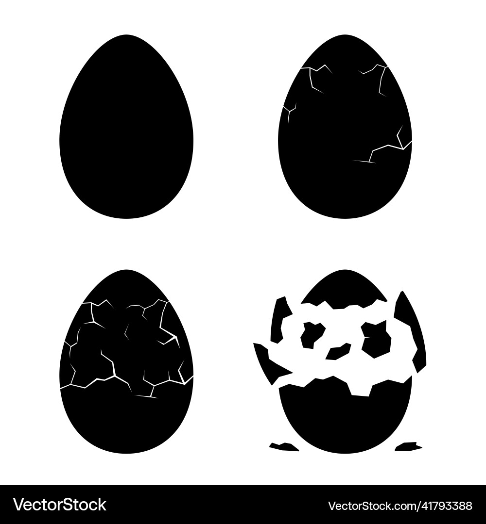 Egg Breaking Sequence - Cracked Shells Royalty Free Vector