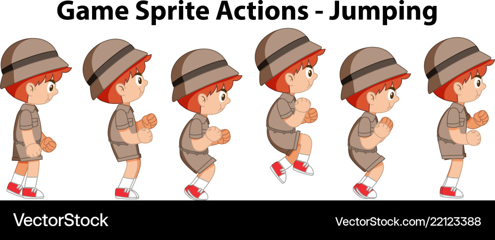 Game sprite actions - jumping Royalty Free Vector Image