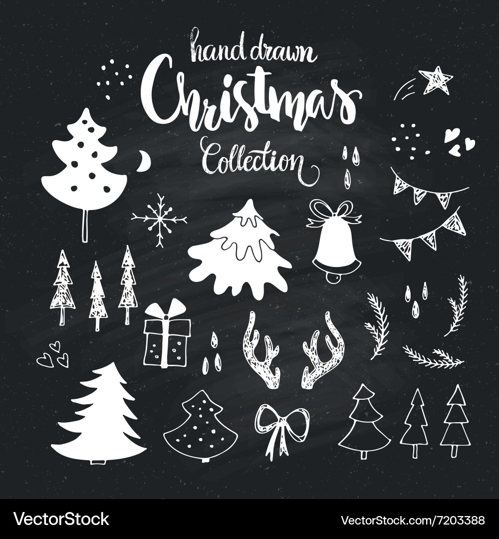 Hand Drawn Christmas Elements Royalty Free Vector Image