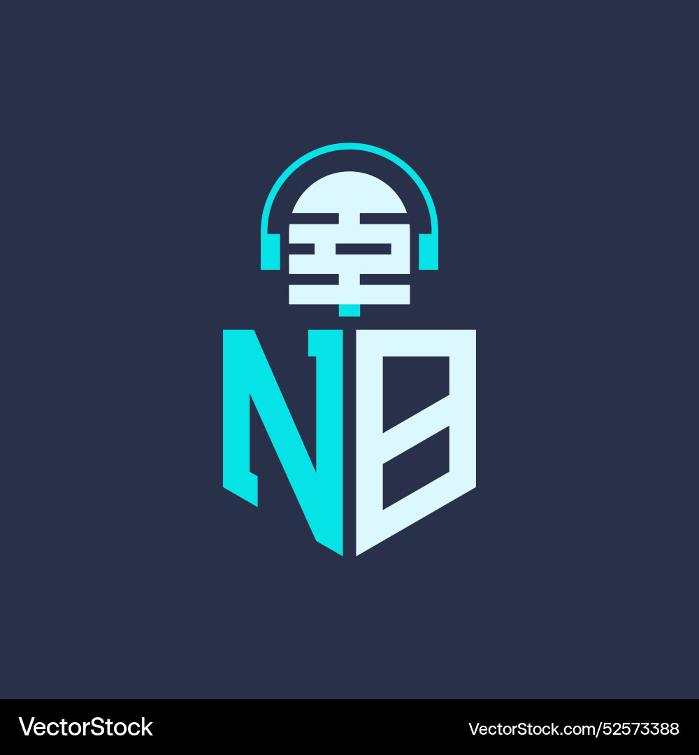 Nb microphone logo design for audio music Vector Image