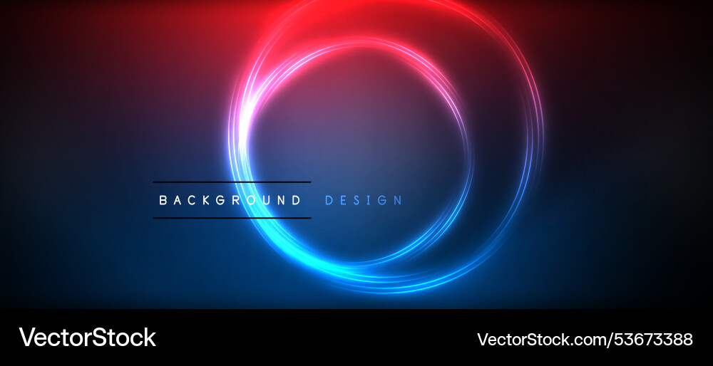 Neon glowing circle rays light round lines in the Vector Image