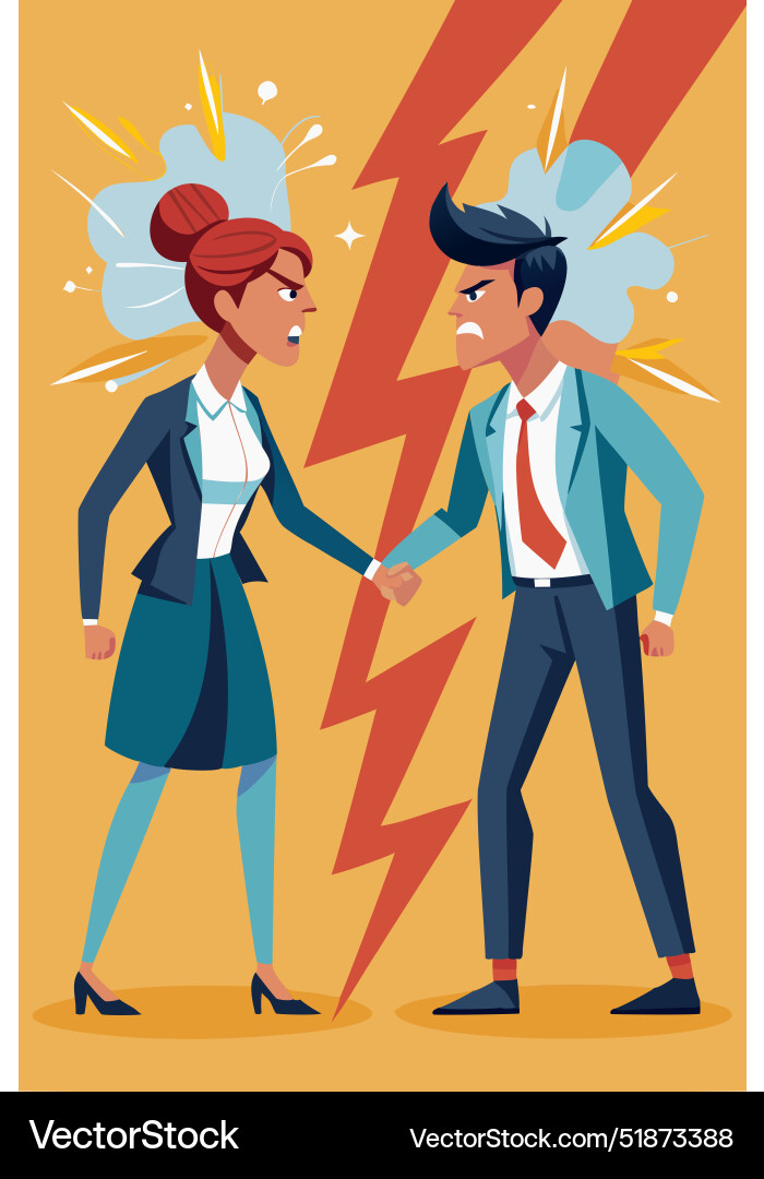 Office conflict sparks fly in workplace rivalry Vector Image