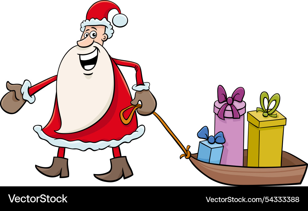 Santa claus with gifts on sledge Royalty Free Vector Image