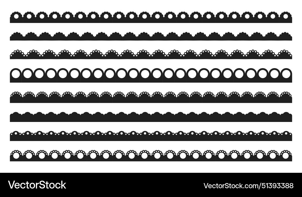 Scalloped edge border frilly stroke divider black Vector Image