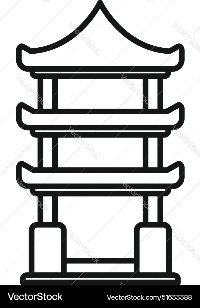 Traditional three level asian pagoda showing Vector Image