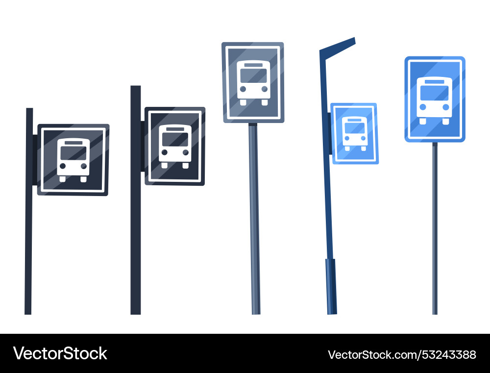 Various bus stop signs in diverse styles Vector Image
