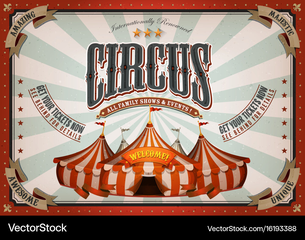 Vintage Zirkus Poster mit großer Spitze Vektorbild