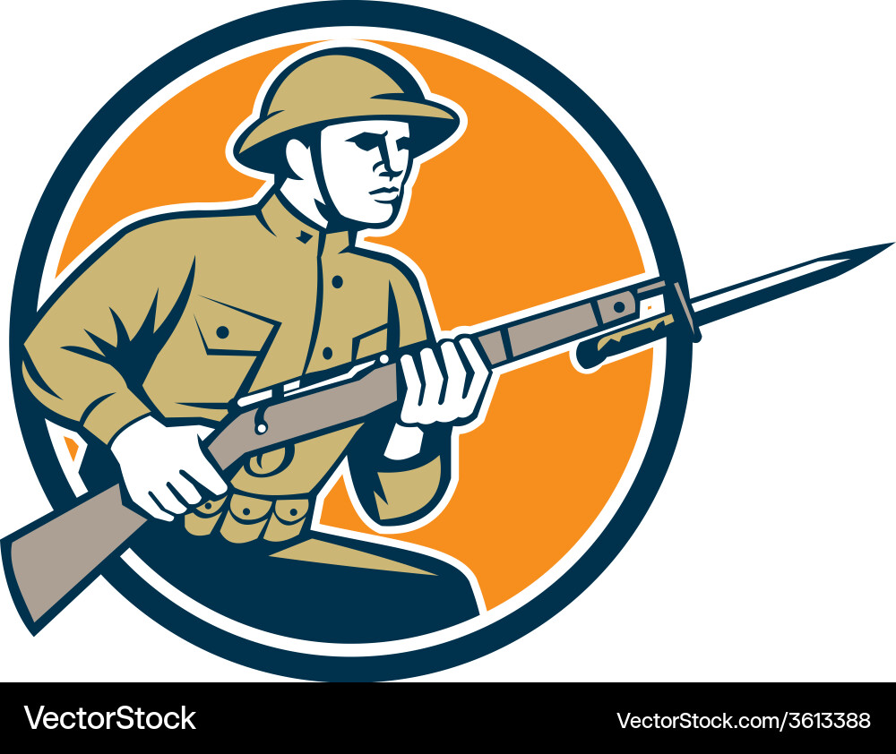 World war one soldier american retro circle Vector Image