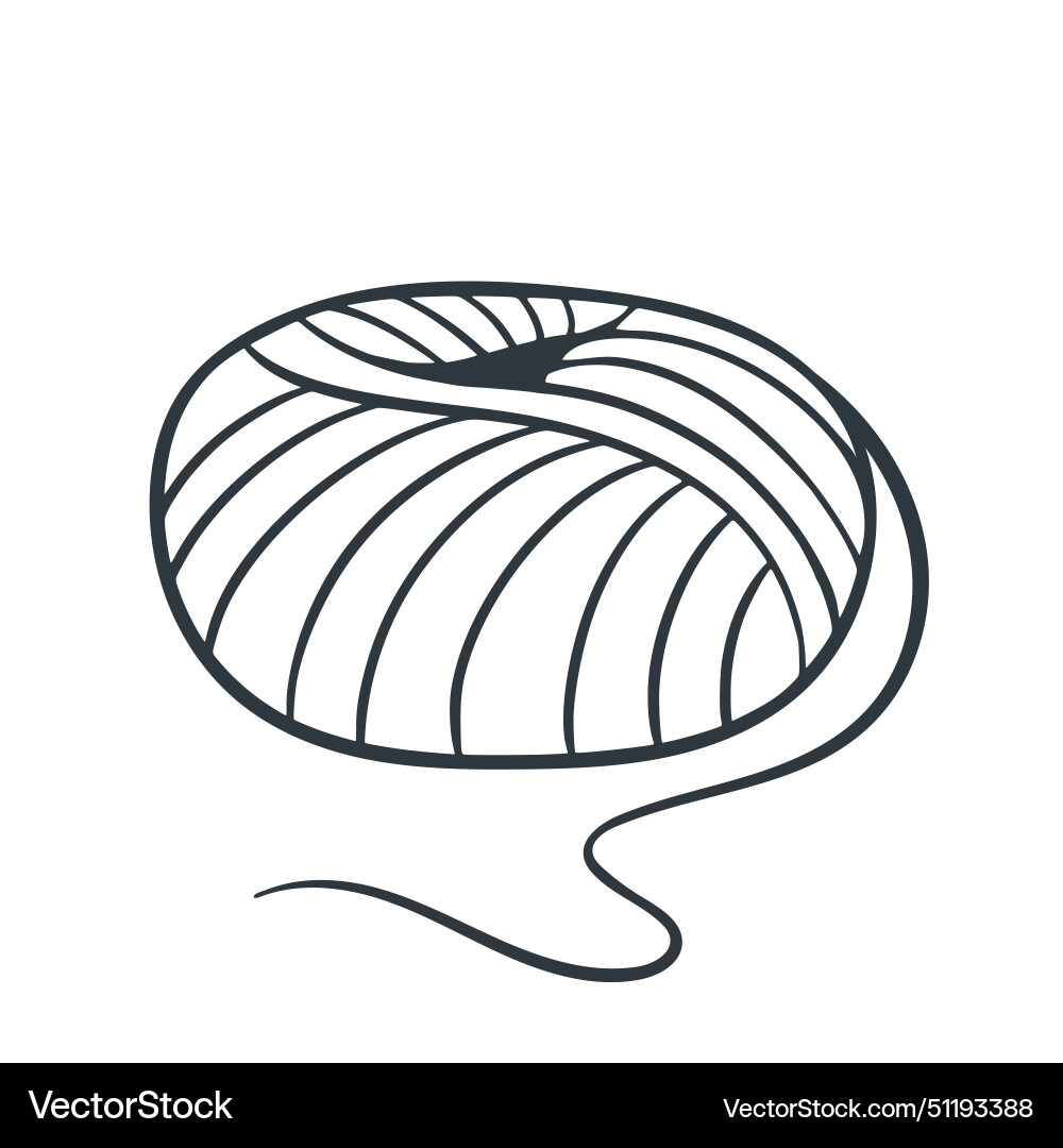 Yarn in a ball isolated doodle sketch Royalty Free Vector