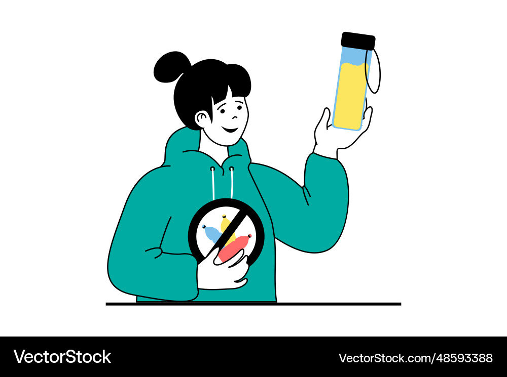 Zero waste concept with people scene in flat web Vector Image