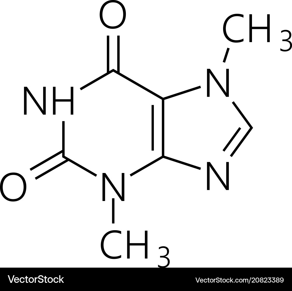 Caffeine Molecule Skeletal Formula Royalty Free Vector Image