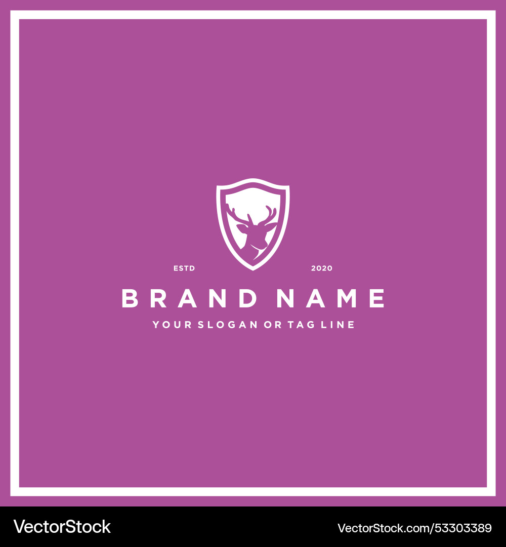 Creative deer shield logo design concept Vector Image