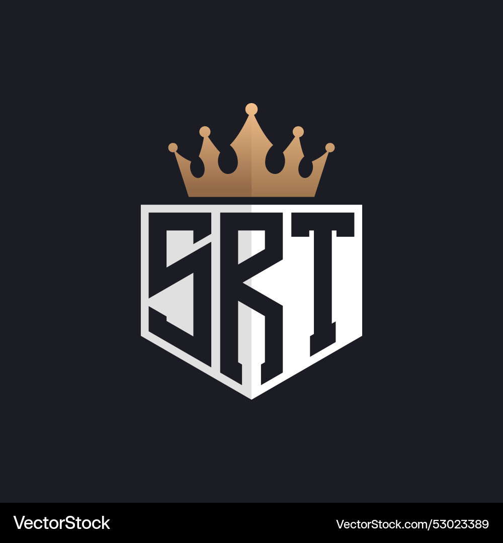 Luxury srt logo with crown elegant initials Vector Image