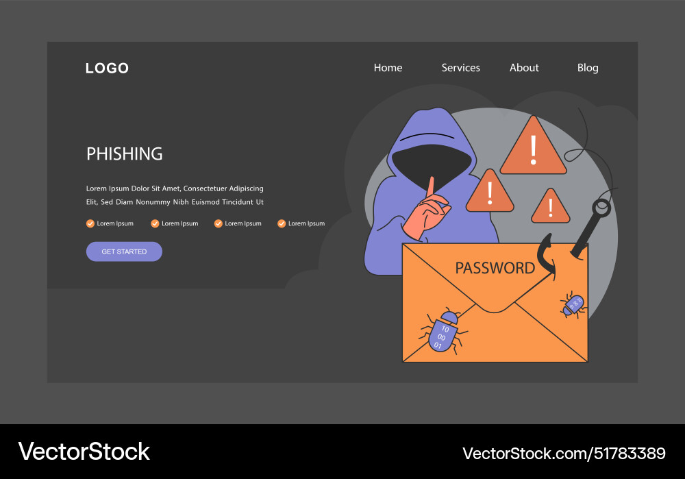 Phishing data theft technology web banner Vector Image