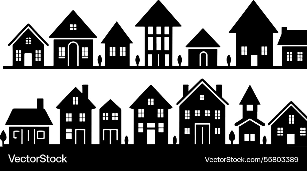 Real estate property silhouettes Royalty Free Vector Image