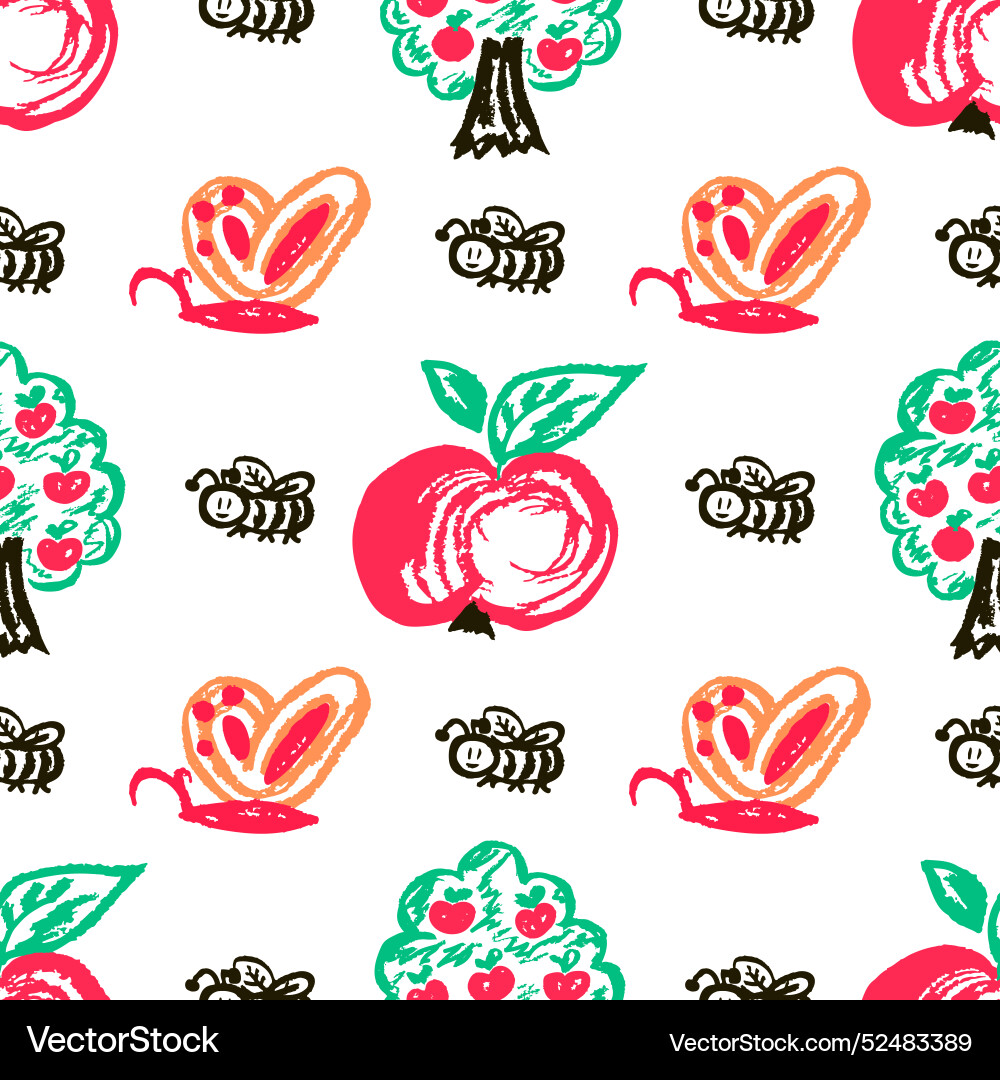 Seamless pattern children drawings with wax Vector Image