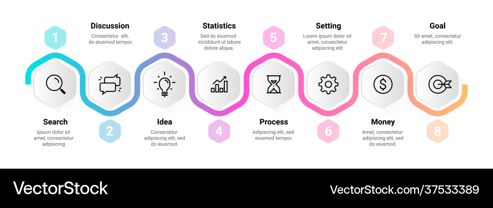 Timeline infographic flowchart sequence design Vector Image