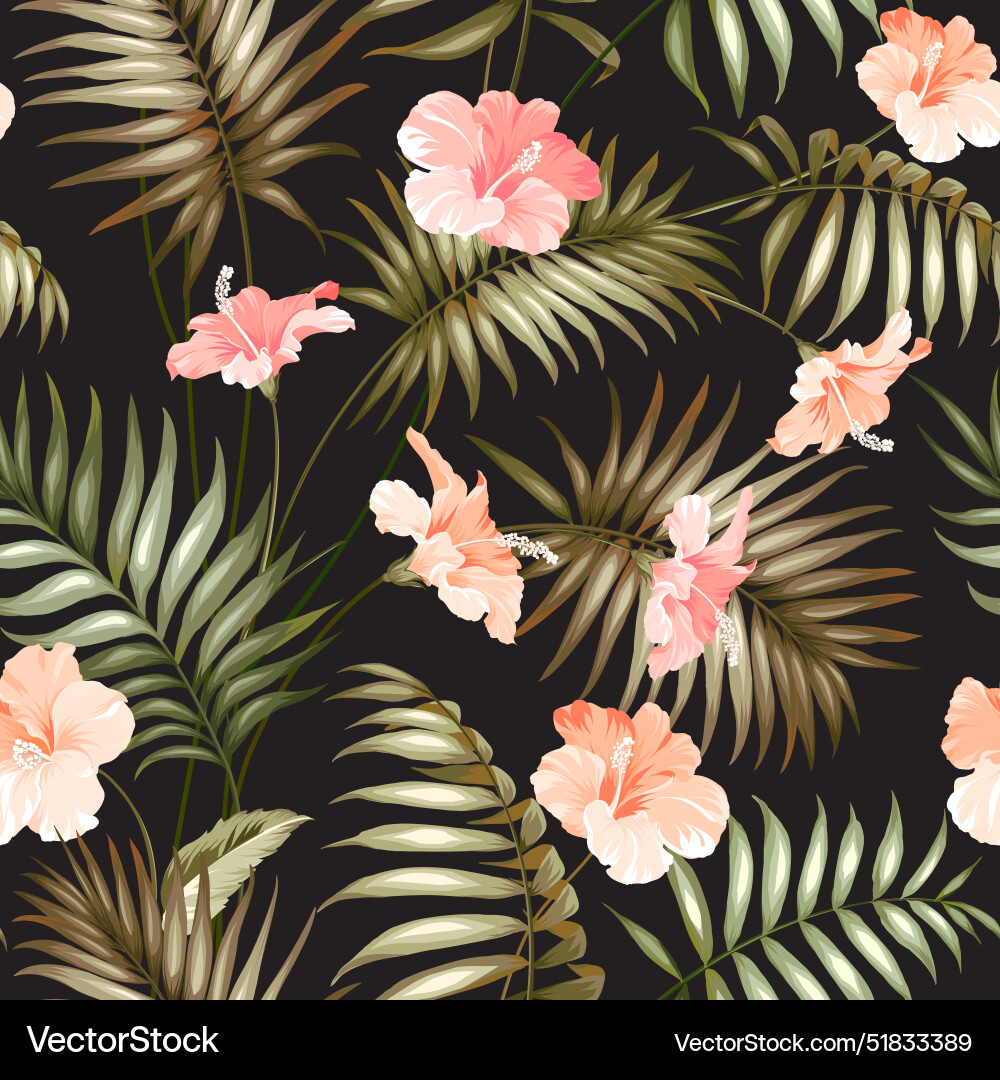 Tropical flower seamless pattern blossom flowers Vector Image